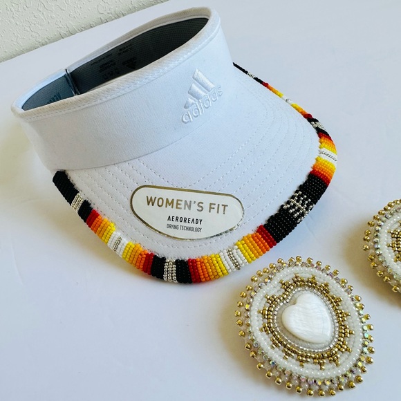 adidas | Jewelry | Handmade Beaded Earrings Adidas Visor Hat Bundle Set ...